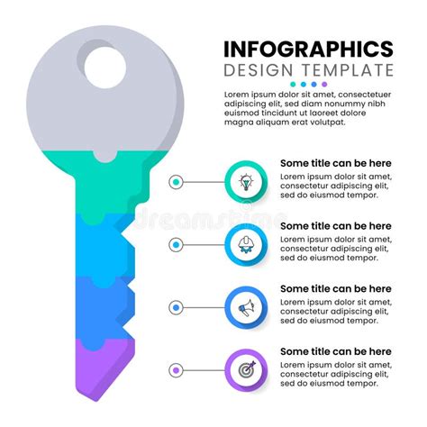 Infographic Template Key With 4 Steps Business Metaphor Stock Vector Illustration Of