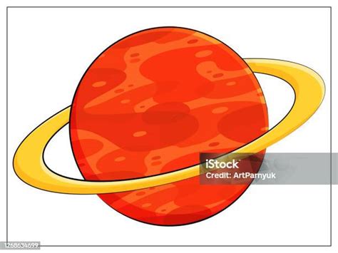 벡터 빨간색 행성 링 아이콘입니다 웹 디자인 로고 아이콘 앱 Ui를 위한 토성 플래닛 링의 벡터 플랫 일러스트레이션 노랑에 대한