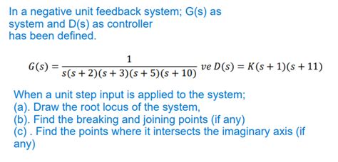solved in a negative unit feedback system g s as system