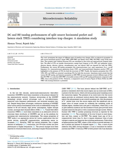 Dc And Rf Analog Performances Of Split Source Horizontal Pocket And Hetero Stack Tfets