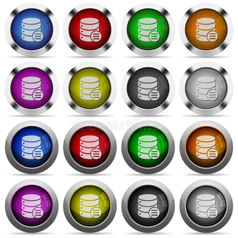 Set Of Database Options Glossy Web Buttons Stock Vector Illustration Of Metal Records 185765455