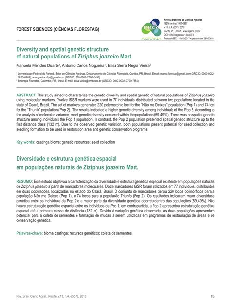 Pdf Diversity And Spatial Genetic Structure Of Natural Populations Of