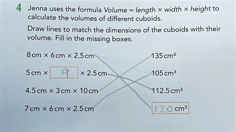 Jenna Uses The Formula Volume Length X Width X Height To Calculate The Volumes Of Different