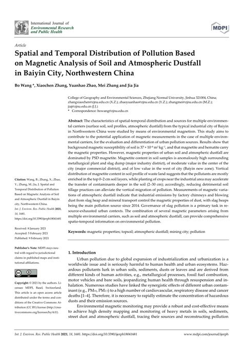Pdf Spatial And Temporal Distribution Of Pollution Based On Magnetic