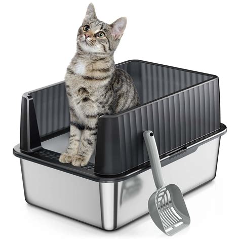 Stainless Steel Litter Box With Scoop One Pix High Sided Cat Litter