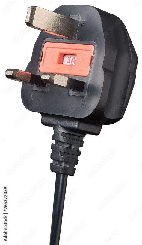 Three Pin Ac Power Plug Isolated On White Background British Standard Or Type G Plug With