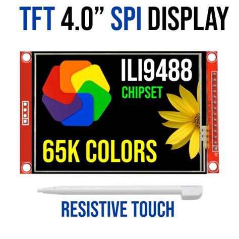 Tft 4 Inch Display With Touch Spi Ili9488 Micro Robotics