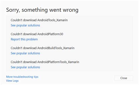 Visual Studio 2019 Fails To Download Android Sdks Stack Overflow