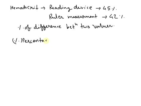 Solved What Was The Percent Difference Between The Hematocrit Calculated Using The Reading