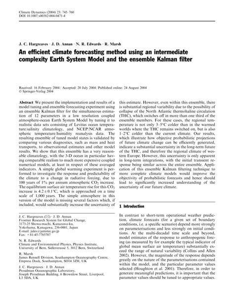 Pdf An Efficient Climate Forecasting Method Using An Intermediate