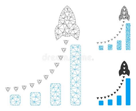 Rocket Business Bar Chart Vector Mesh Carcass Model And Triangle Mosaic Icon Stock Vector
