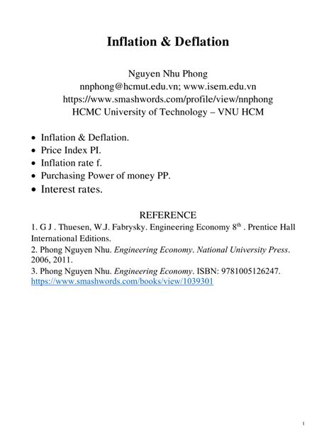 Pdf Inflation And Deflation