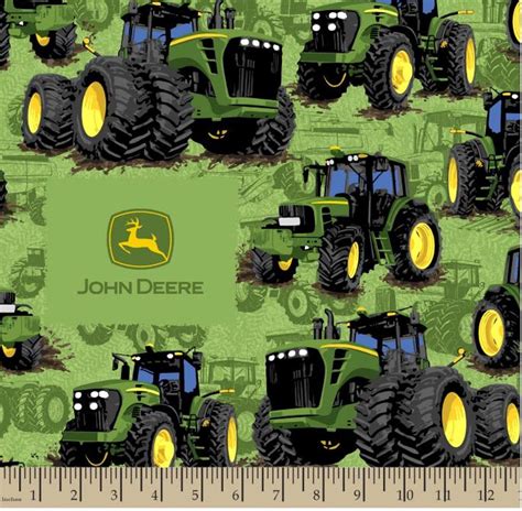 Fabric By The Yard Novelty John Deere Tractor Flip Green By Springs