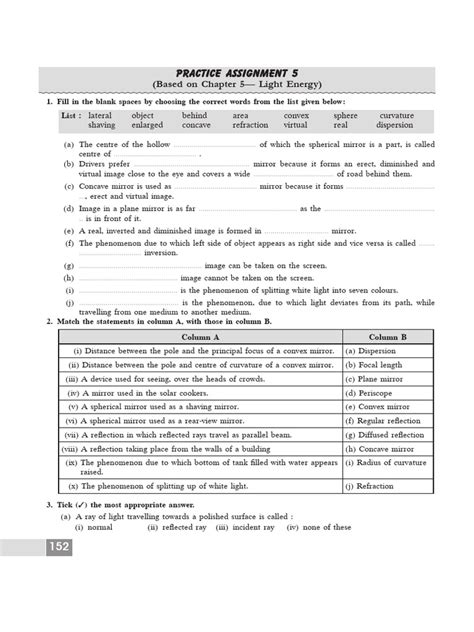 Physics Light Class 8 Icse Pdf Mirror Reflection Physics