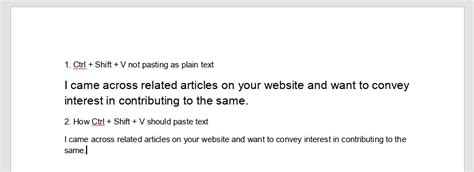 Paste As Plain Text Not Working With Expected Shortcut Ctrl Shift V Issue