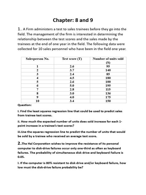 statistics qstn pdf regression analysis least squares