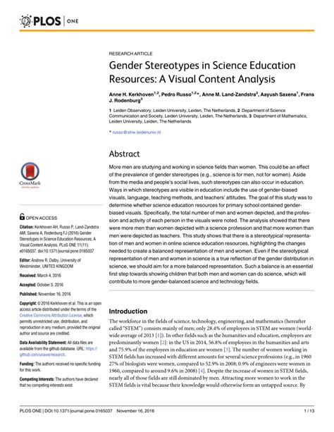 pdf gender stereotypes in science education resources a visual