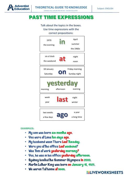 Unit6003 Past Time Expressions Grammar And Worksheet English Grammar Unit6003 Past Time Expressions Grammar And Worksheet English Grammar