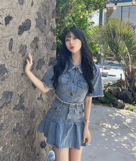 세트가격하이틴 데님 반팔 크롭자켓 스커트 투피스 세트 에이블리