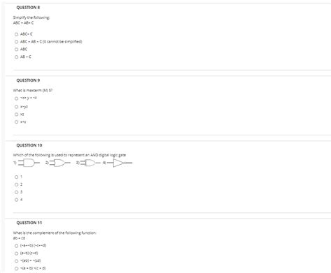 Solved Question 1 Simplify If Possible Xyz Xy Xz O Xyz