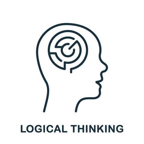 Logic Thinking Line Icon Maze In Human Head Linear Pictogram Mental