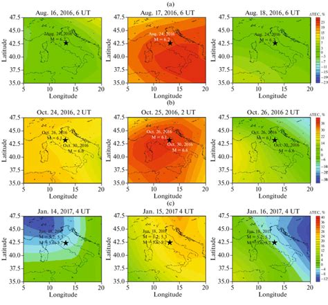 Maps Of Relative Values Of Δtec In Derived From The Tec Gim Data Download Scientific