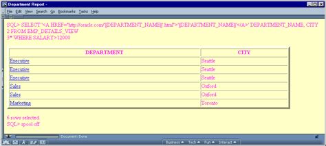 Generating Html Reports From Sqlplus