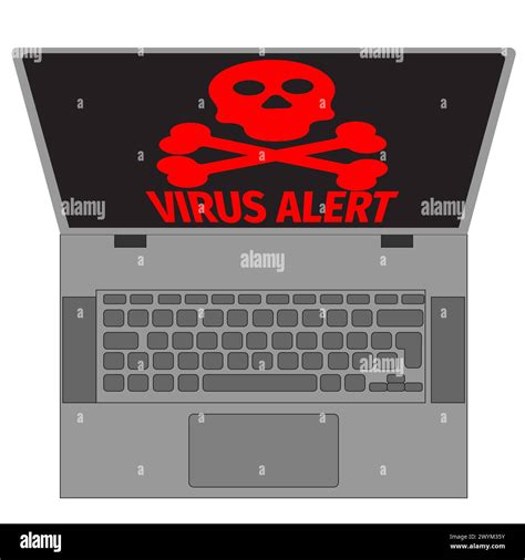 Virus Alert Warning Message On Laptop Screen Online Hacker Attack On