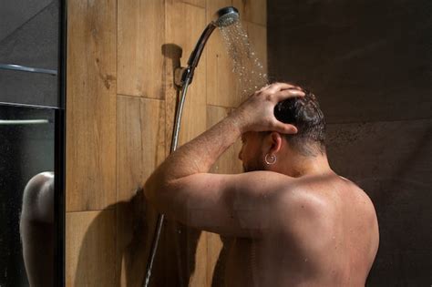 Free Photo Medium Shot Man Taking Shower
