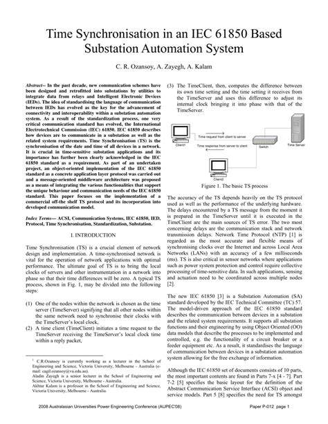 Pdf Time Synchronisation In A Iec 61850 Based Substation Automation System