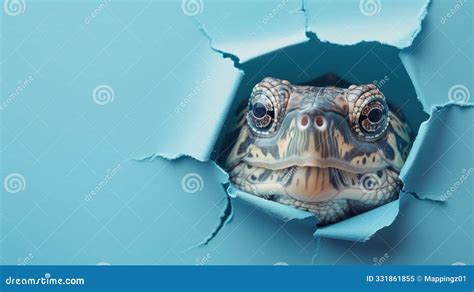Cute Snapping Turtle Peeking Through A Hole Stock Illustration Illustration Of Eyes Look