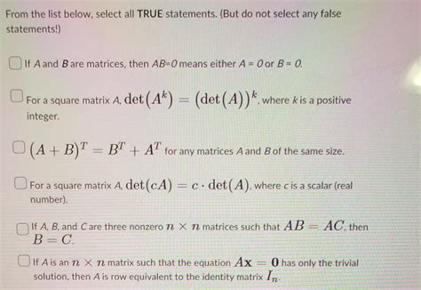 solved from the list below select all true statements but
