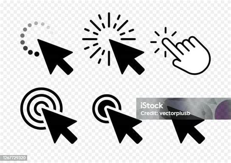 컴퓨터 마우스 클릭 커서 검정 화살표 아이콘 세트입니다 벡터 일러스트레이션 겨냥에 대한 스톡 벡터 아트 및 기타 이미지 겨냥 손 가리키기 Istock