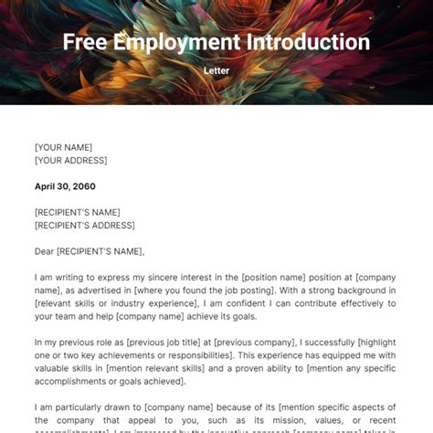 Employment Introduction Letter Template Edit Online And Download Example