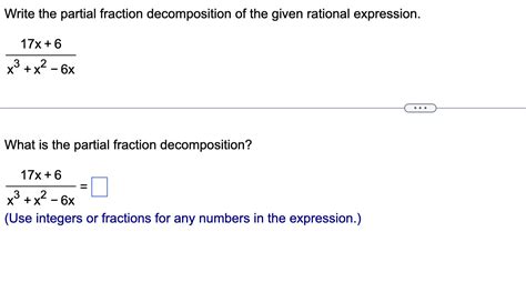 Solved Write The Partial Fraction Decomposition Of The Given