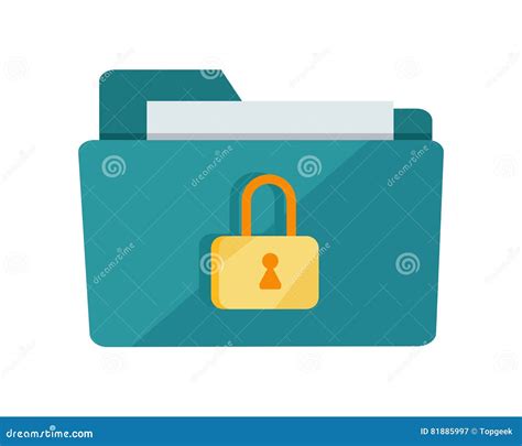 Vector Folder Lock Icon Stock Vector Illustration Of Isolated