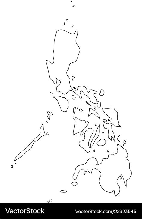 Philippines Solid Black Outline Border Map Vector Image