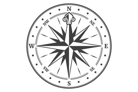 Retro Map Navigation Symbol Compass Win Graphic By Microvectorone