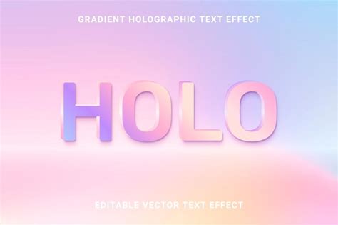 그라데이션 홀로그램 편집 가능한 벡터 텍스트 효과 무료 벡터