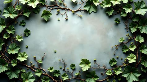 Green Vine Leaves On A Textured Surface For Natural Background 61064684