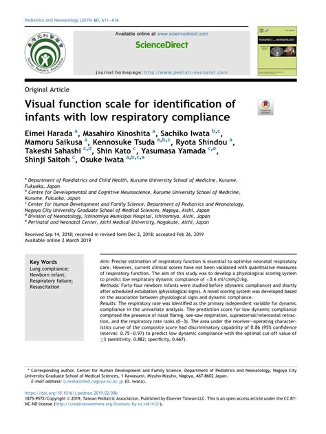 Pdf Visual Function Scale For Identification Of Infants With Low Respiratory Compliance