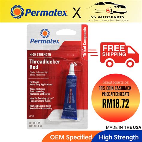 Permatex Threadlocker Red Permanent Strength 6ml Shopee Malaysia