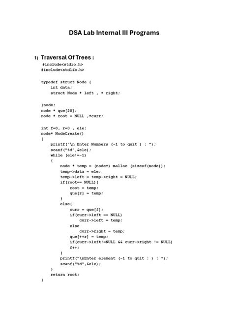 Dsa Lab Internal Iii Programs Pdf
