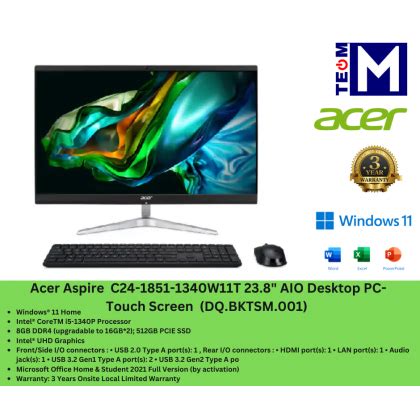 Acer Aspire C W T AIO Desktop PC Touch Screen DQ BKTSM I P GB