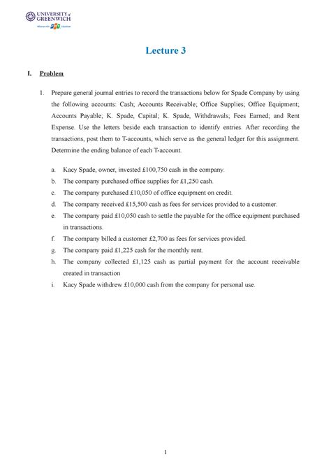 Exercises Lecture 3 Asdasdasdasd Lecture 3 I Prepare General