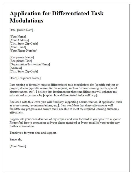 Letter Template For Requesting Modification Of School Assignments