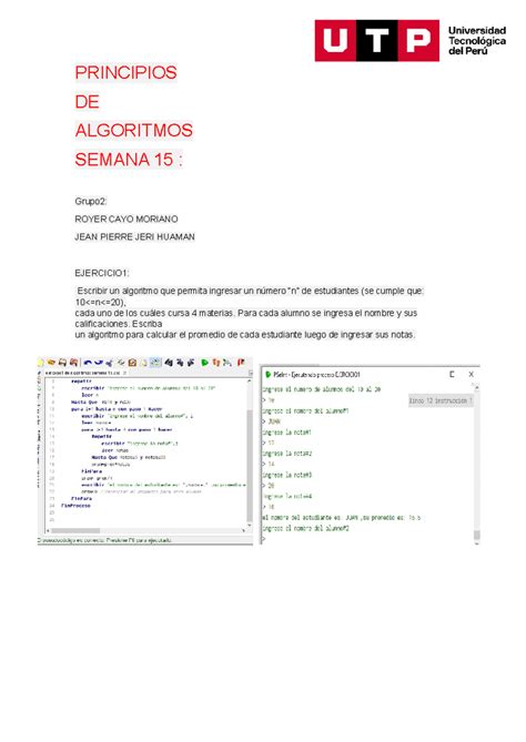 Principios DE Algoritmos Semana Grupo Principios De Algoritmos