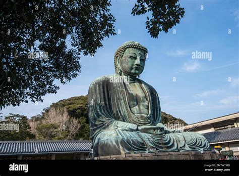 Japan Kamakura Bronzestatue Des Großen Buddha Von Kamakura Daibutsu