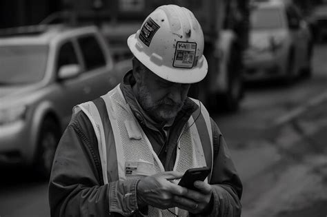 Construction Worker Using A Mobile Phone Premium Ai Generated Image