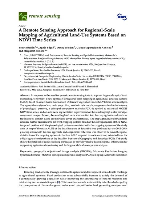 Pdf A Remote Sensing Approach For Regional Scale Mapping Of Agricultural Land Use Systems